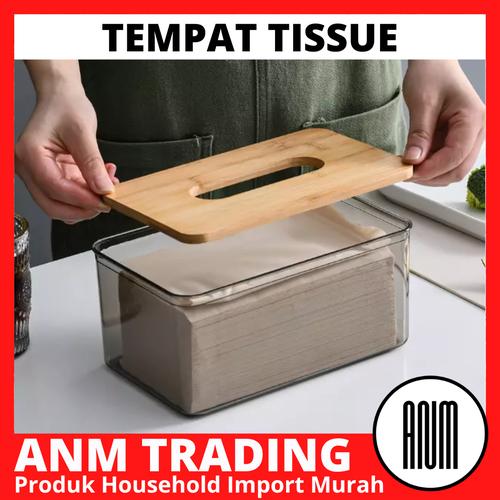 Promo Tempat Tissue Box Elegan Kotak Tissue Kayu Wooden Transparan ...