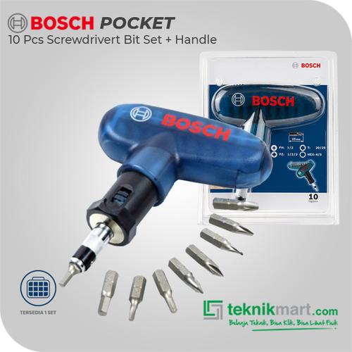 Jual Bosch 10pcs Pocket Screwdriver Bit Set + Handle / Mata Obeng Set ...