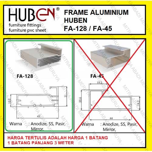 Jual Profil Frame Handle Alumunium Aluminium HUBEN FA 128 FA128 FA-128 ...