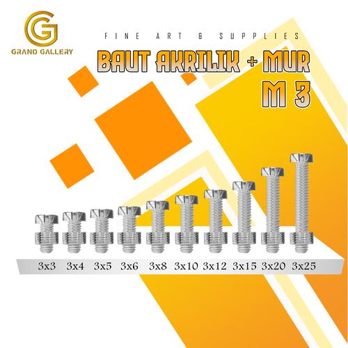 Jual BAUT / MUR AKRILIK M3 TRANSPARAN 3, 4, 5, 6, 8, 10, 12, 15, 20, 25 ...