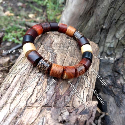 Jual gelang kayu kombinasi 8 jenis macam kayu berbeda - Kab. Jember ...