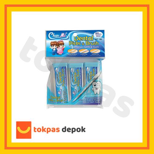 Jual Charmi Dental Picks & Brush isi 180 - Tusuk Gigi Benang - Kota ...