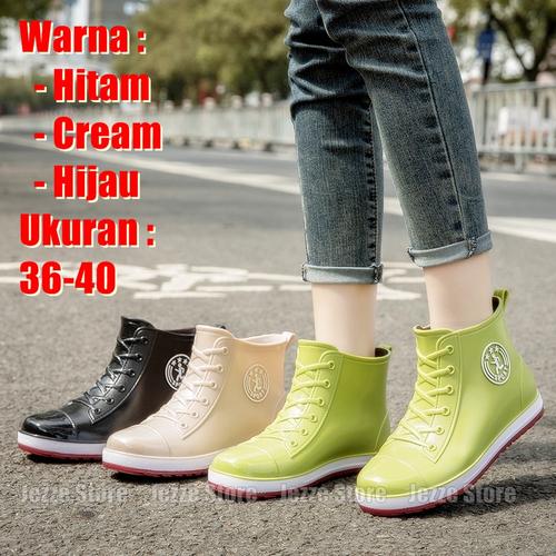Promo Sepatu Boot Wanita Karet Fashion Tahan Air Kekinian - cream, 36 ...