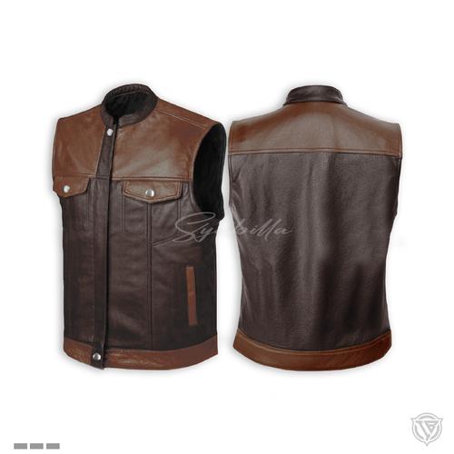 Jual rompi kulit bikers pria. Rompi Kulit Sintetis Motor - Cokelat, M ...