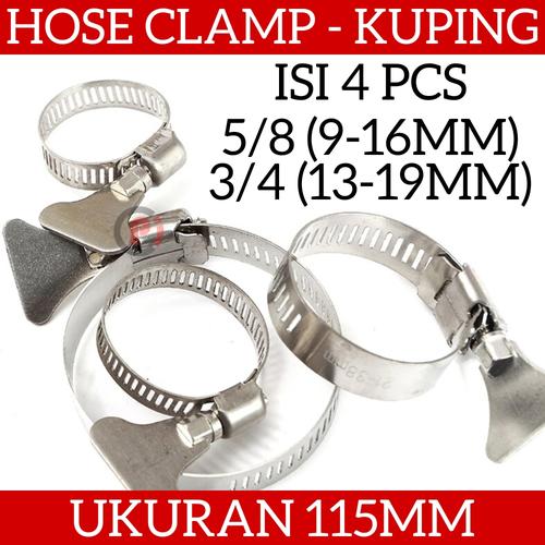 Jual Hose Clamp Klem Selang Ukuran 5/8 / 3/4 inch Model Kuping SS - 3/4 ...