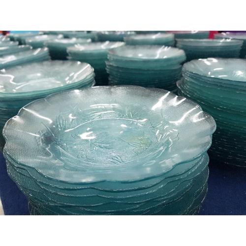 Jual 1 Lusin Piring kaca Piring Makan Kaca Beling Motif Piring BBC 8 ...