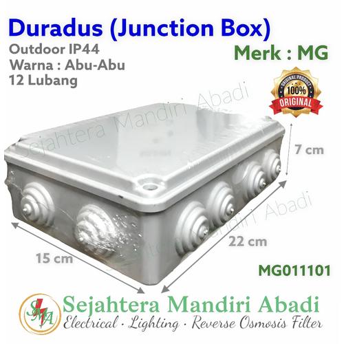 Jual Duradus 220x150x70 MG Abu-Abu 12 Lubang Junction Box Outdoor IP44 ...