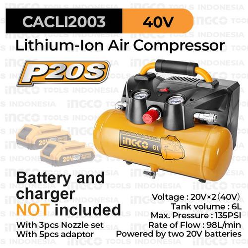 Jual Ingco CACLI2003 Kompresor Angin Baterai 40V Air Compressor 6L 135 ...