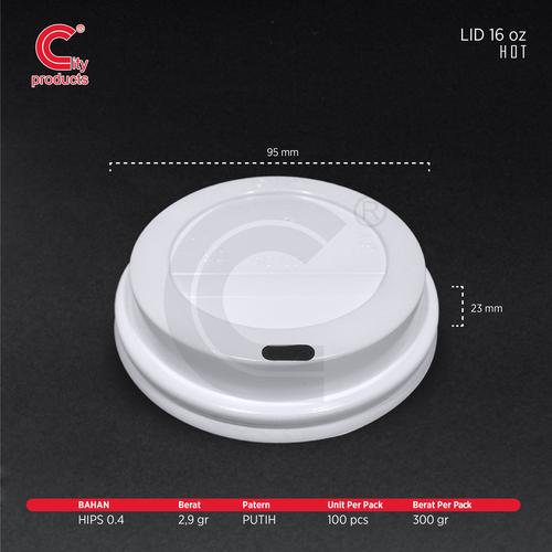 Jual Tutup Cup Hot 16 oz Putih / Lid Cup 16 oz Hot Putih - Jakarta ...