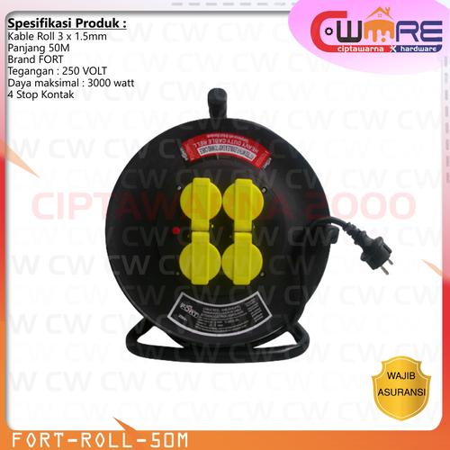Jual KABEL ROLL GULUNG 50 METER KABEL ROLL 50M 4 STOP KONTAK LISTRIK ...