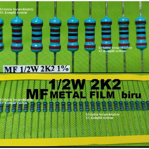Jual RESISTOR 1/2W 2K2 METAL FILM 1 % biru MF 1/2WATT 2K2ohm 2,2K OHM 2 ...