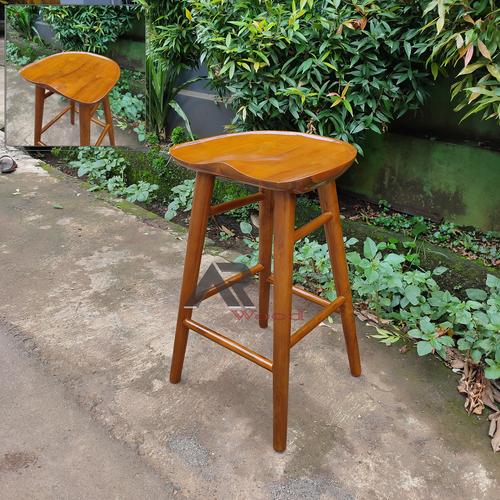Jual Kursi Bar Stool Minimalis Kayu Jati Finishing Natural - Non ...