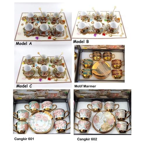 Jual Cangkir Teh Keramik Motif Bunga Set 6 Buah - Set 12pc 601 ...