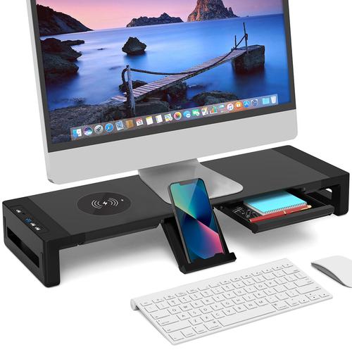 Jual Stand Monitor Laptop Desk Wireless Charging USB Port Hitam KM6052 ...