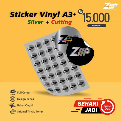 Jual Cetak Sticker Label Vinyl Silver A3+ Include Cutting - Silver ...