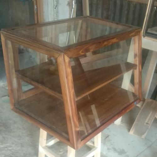 Jual etalase kue roti frameless kaca 50x30x40 hambalan kayu jati ...