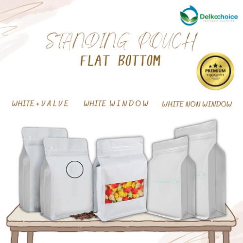 Jual STANDING POUCH FLAT BOTTOM PUTIH | BUNGKUS KEMASAN SNACK KOPI ...