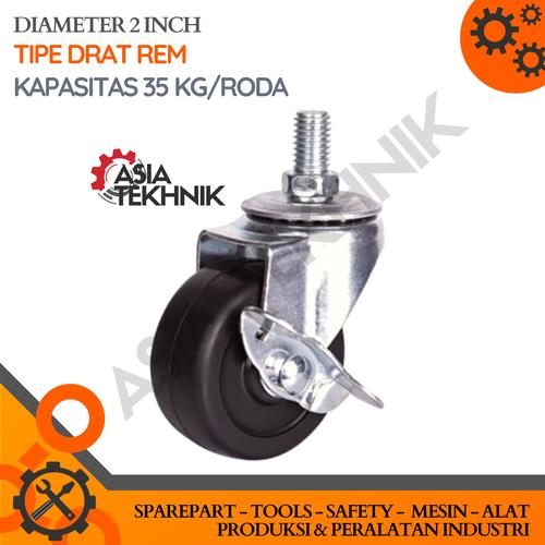 Jual Roda Karet 2 Inch Tipe Drat Rem Kapasitas 35 kg/Roda - Jakarta ...