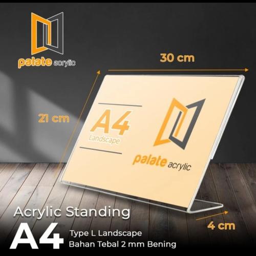Jual AKRILIK TENT HOLDER A4 L LANDSCAPE / TEMPAT BROSUR / 2MM STANDARD ...