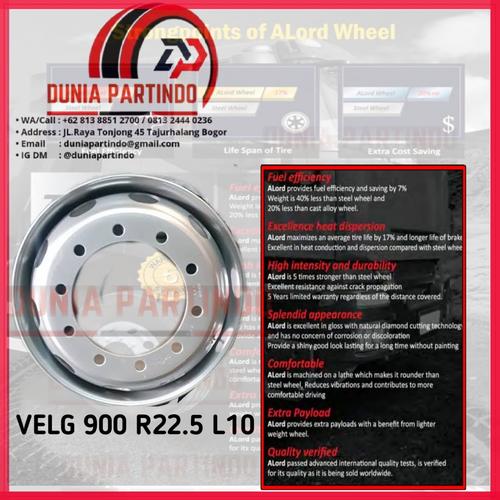 Jual Velg Truk Triller Bus ukuran 9.00 X R22.5, 11.75 X 22.5 , 12.25 X 22.5 baut 10. Chat Diskon ...