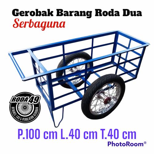 Jual gerobak dorong besi biru roda dua ukuran 100 X 40 X 40 - Kota ...