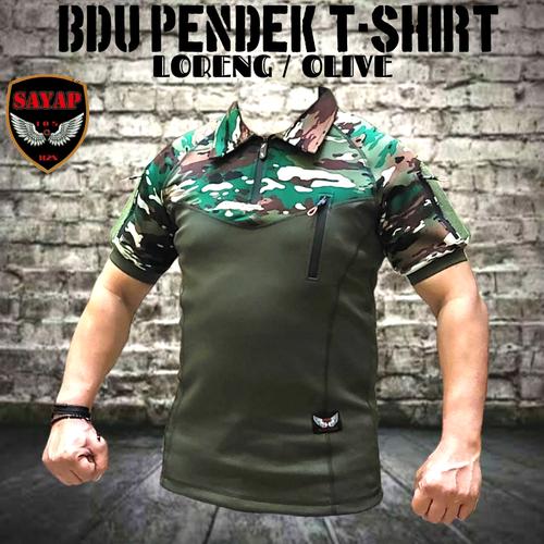 Jual Baju kaos BDU loreng oliv tangan pendek kaos Bdu tartical TNI ...