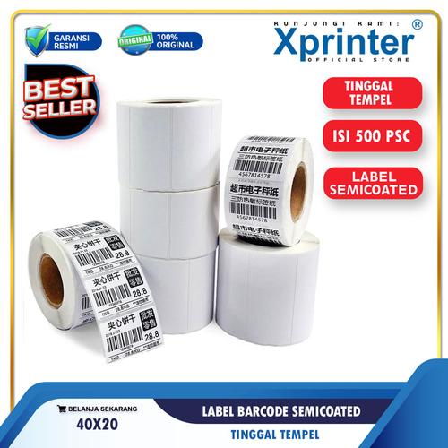Jual Label Barcode Sticker Semicoated/ Thermal 40x20mm 1line isi 500psc ...