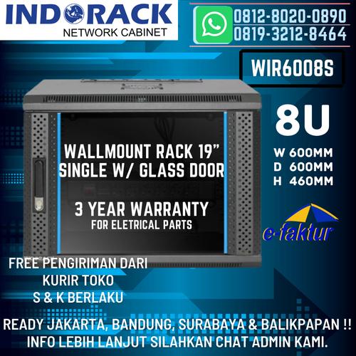 Jual INDORACK / WALLMOUNT 8U DEPTH 600MM 19 INCH / SINGLE DOOR ...