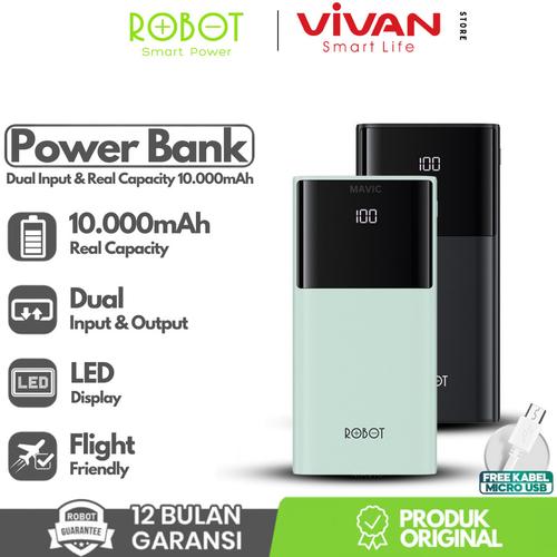 Jual ROBOT RT190S Power Bank 10000mah LED Dual Powerbank 2.1A Garansi 1 ...