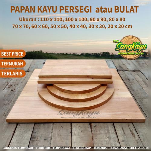 Jual Papan kayu 60x60x2 cm wooden board daun meja nampan kayu talenan ...