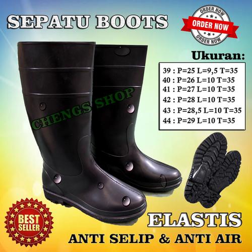 Jual SEPATU BOOTS HUJAN ANTI AIR BAHAN KARET HITAM SEPATU PROYEK MURAH ...