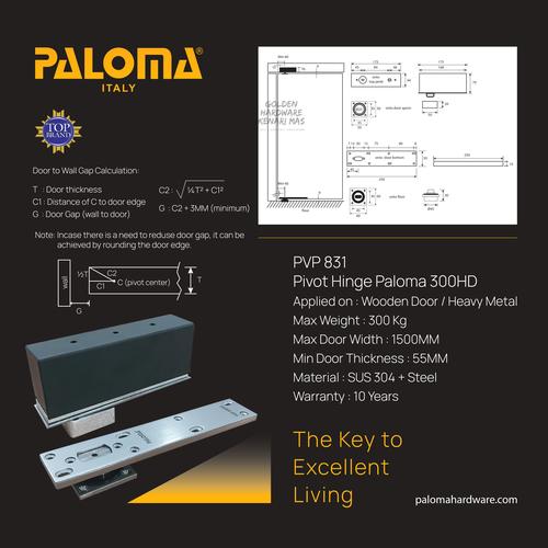 Jual PALOMA PVP 831 ENGSEL PINTU PUTAR PIVOT HINGE 300 KG STAINLESS SUS 304 - Jakarta Pusat ...