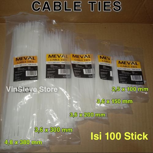 Jual Kabel Ties MEVAL Ukuran Panjang 10cm /15cm /20cm /30cm /38cm - 2,5 ...