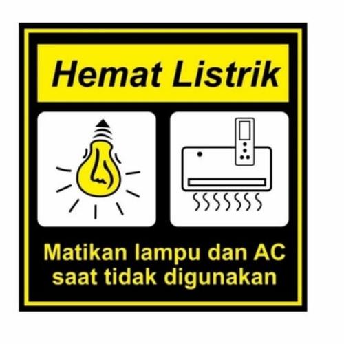 Jual STIKER VINYL HEMAT LISTRIK /MATIKAN LAMPU 15X15CM SIGN RAMBU K3 ...