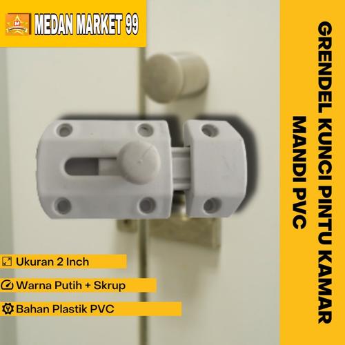 Jual GRENDEL/ GERENDEL/ SLOT PINTU PVC KAMAR MANDI/TOILET/WC 2"/KUNCI ...