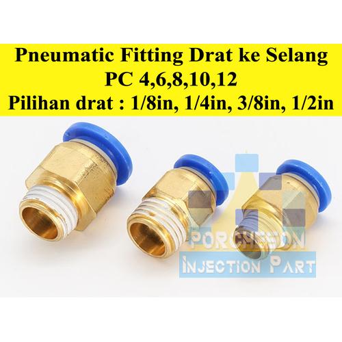 Jual PC / MPC pneumatic connector fitting nepel angin drat selang lurus ...
