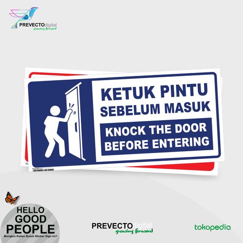 Jual Sign Sticker Ketuk Pintu Sebelum Masuk - Hitam, 15x7cm - Jakarta ...