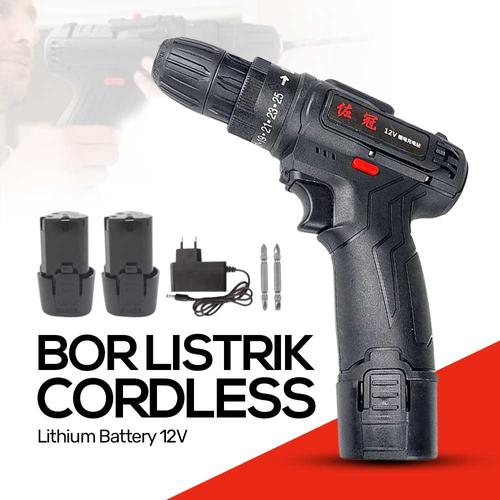 Promo Bor Listrik Cordless Screwdriver Drill Adjustable Speed 12V ...