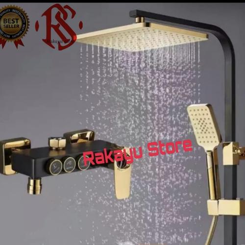 Jual SHOWER TIANG SET PANAS DINGIN BLACK GOLD/SHOWER TIANG MIXER HITAM ...