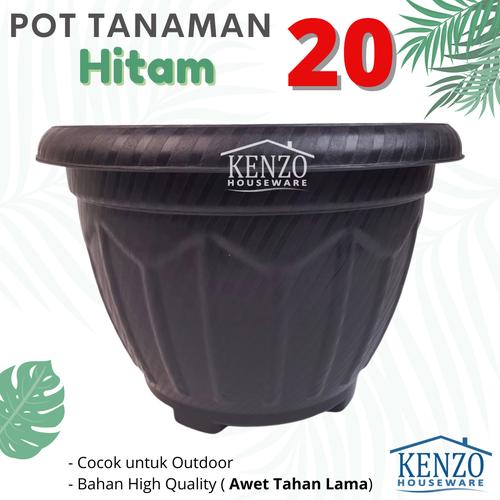 Jual Pot Bunga 20 Kecil Pot Tanaman Hias Bulat Plastik Hitam Putih ...