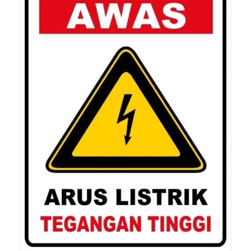 Jual STIKER VINYL AWAS ARUS LISTRIK TEGANGAN TINGGI 23X30CM SIGN RAMBU ...