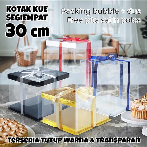 Jual Cake Box Kotak Transparan Mika Bening Putih/Hitam/Pink/Biru/Merah ...