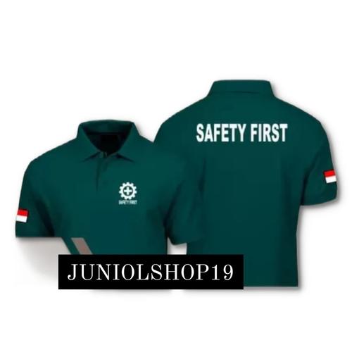 Jual kaos safety first polo shirt/kaos pria kaos bordir custom - Hijau ...
