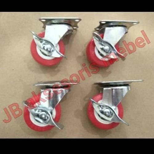 Jual RODA KASTOR KARET GEPENG 2" + REM / RODA CASTOR TROLY TROLI 50 mm ...