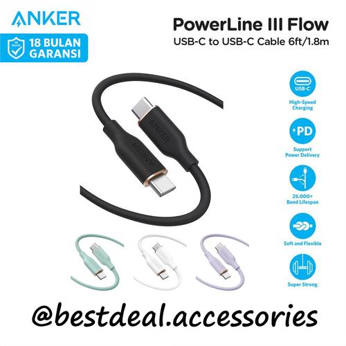 Jual Anker Powerline III Flow 100W USB-C to USB-C 6FT Data Cable ...