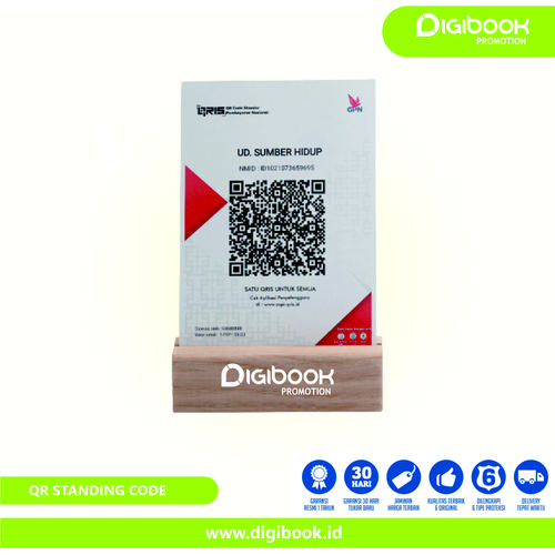 Jual QRIS Tent Card Akrilik Pembayaran Penyangga Kayu / QR Code Stand Wood - A6 - Kota Semarang ...