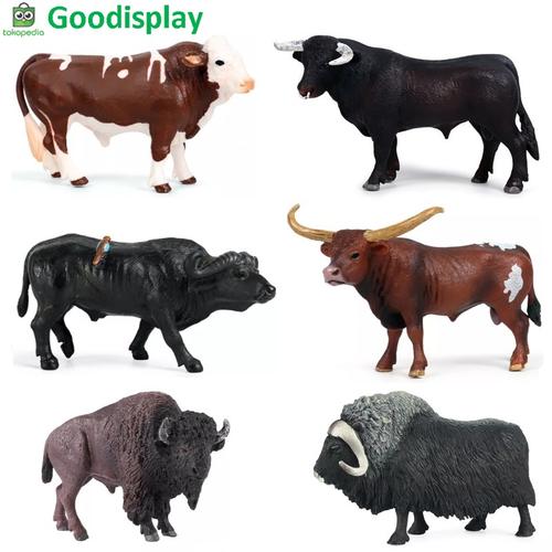 Jual aneka mainan miniatur hewan wild farm animal sapi banteng kerbau ...