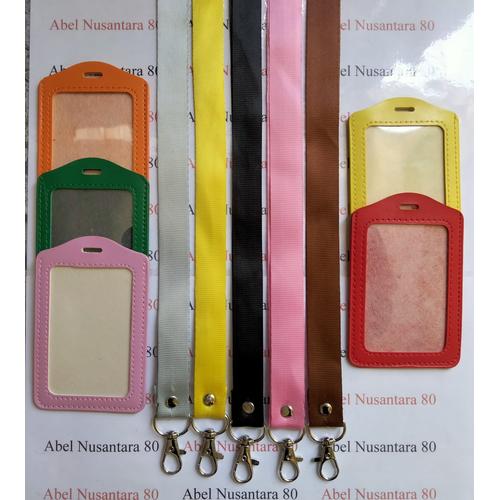 Jual Casing ID Card Kulit Warna Diri dengan Tali Kait 2cm Polos - Kab ...