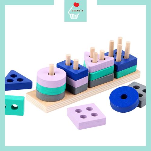 Jual Mini Shape Stack | Papan Susun Bentuk Geometri Montessori Sorter ...