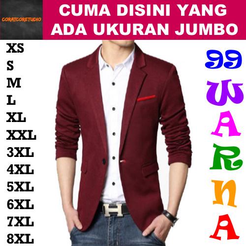 Jual 23 WARNA Jas Pria Blazer MERAH MAROON HATI TUA LIS PUTIH Katun ...